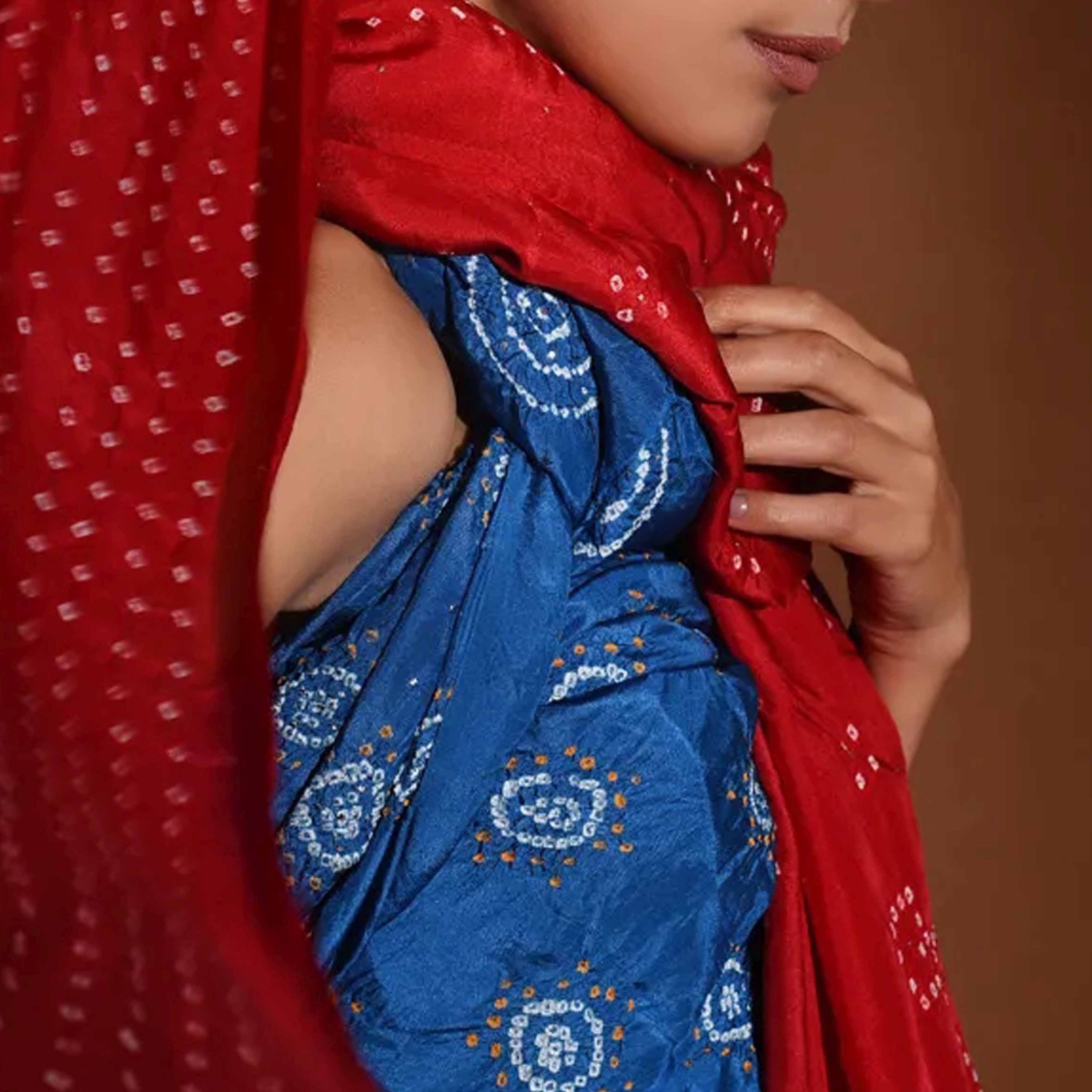 Shop Handcrafted Pink Grey Bandhani Cotton Kurta Fabric With Dupatta ...